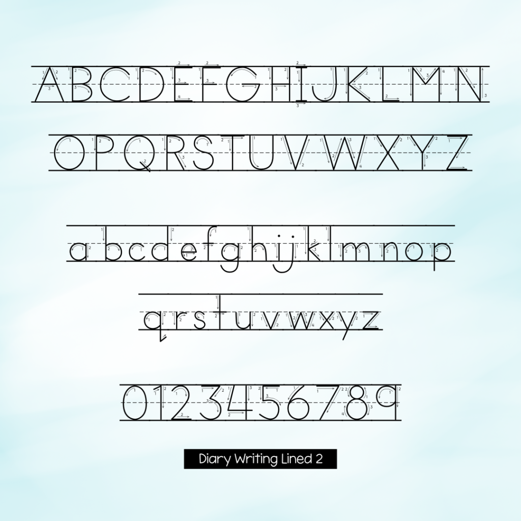 Tracing Letters Font for Writing Practice, Handwriting Font with Arrows ...