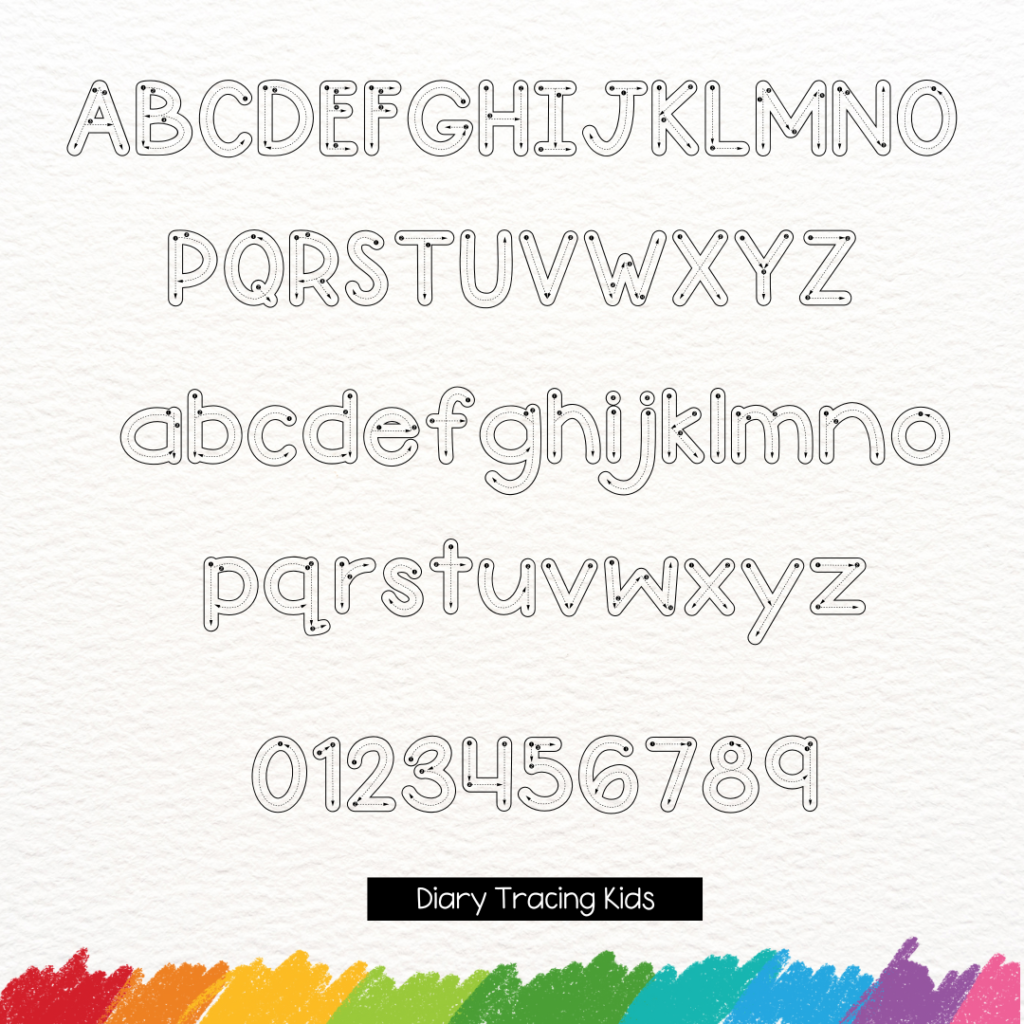 Tracing Letters Font with Directional Arrow or Guides - Diary Tracing ...